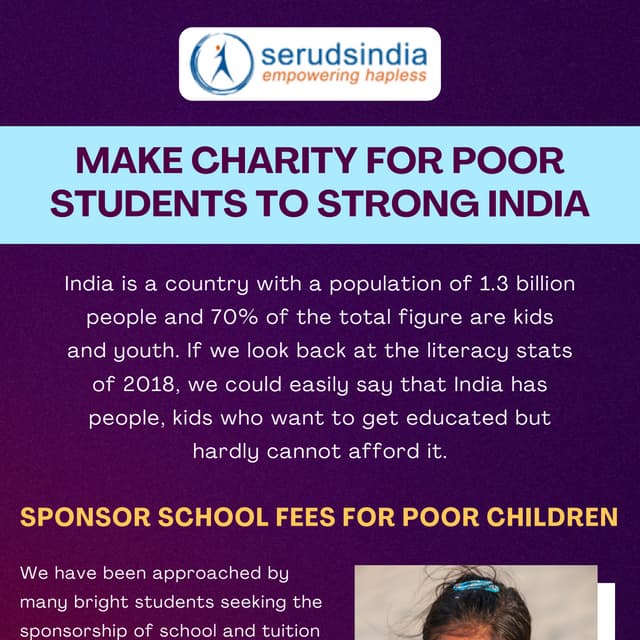 Make Charity for Poor Students To Strong India | PDF