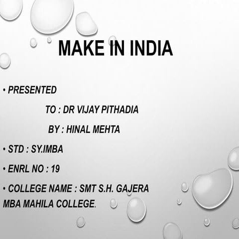 Class 12 Economics Project - Make In India | PPTX
