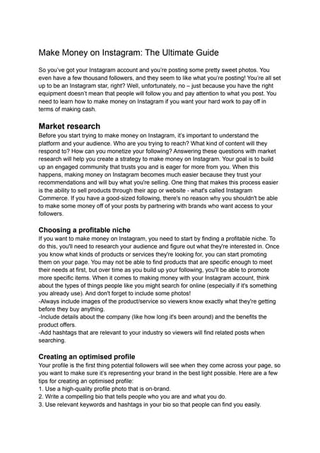 How To Monetize Instagram | PDF