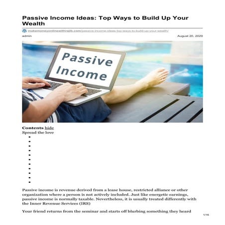 passive income ideas top ways to build up your wealth | PDF
