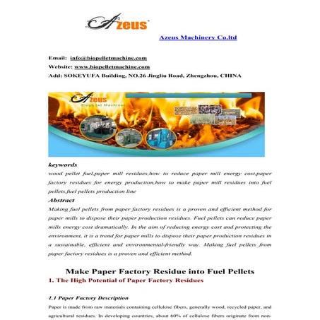 Make paper factory residue into fuel pellets | PDF | Woodworking | Arts ...