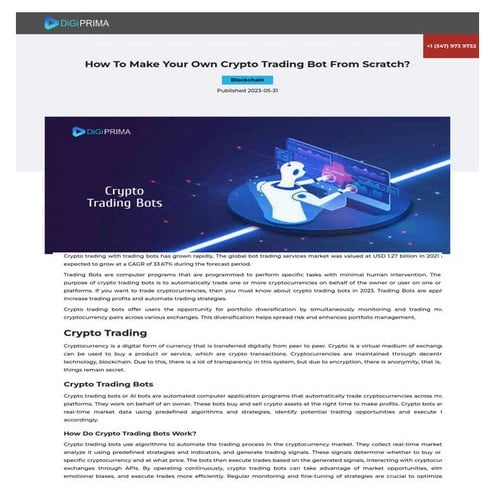 How to Build Your Own Crypto Trading Bot from Scratch | PDF