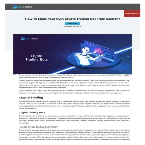 How to Build Your Own Crypto Trading Bot from Scratch | PDF