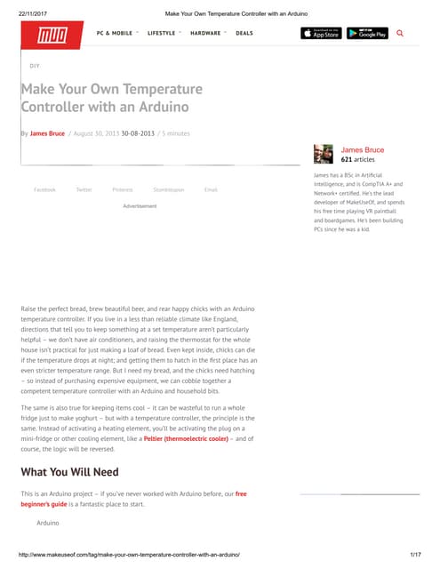 Make Your Own Temperature Controller With An Arduino Pdf
