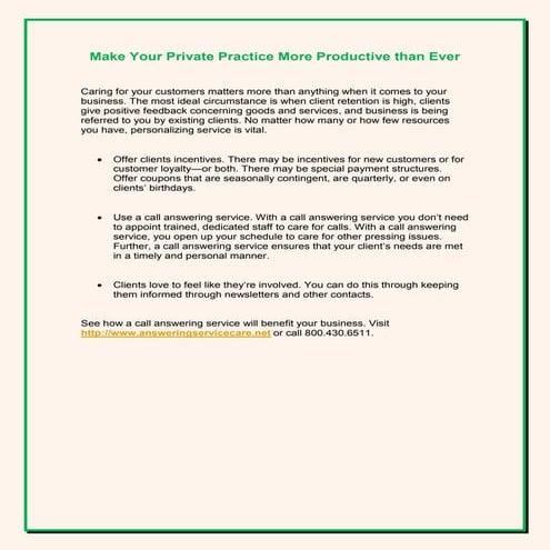 Make Your Private Practice More Productive than Ever | PDF