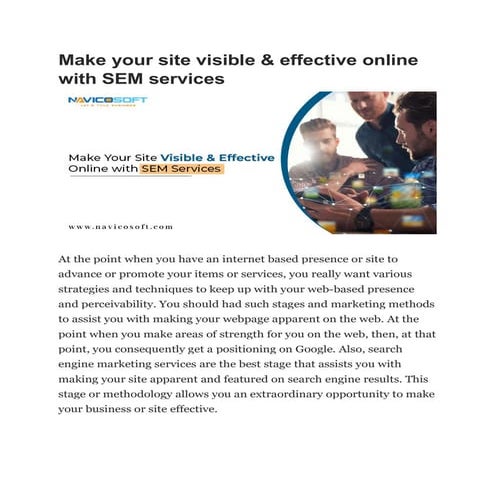 Make your site visible & effective online with SEM services