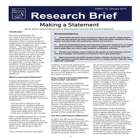 The Sutton Trust's Making a Statement Research - Jan 2016 | PDF