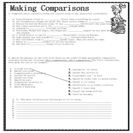 Making Comparisons Worksheets Comparatives Superlatives