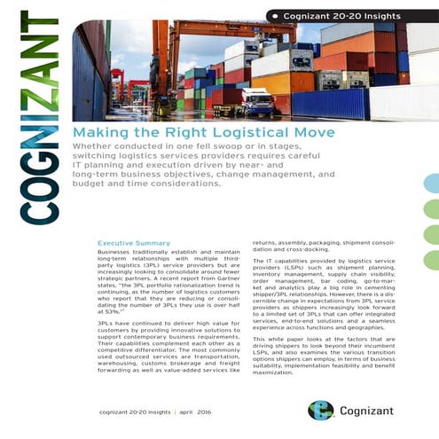 Making the Right Logistical Move | PDF