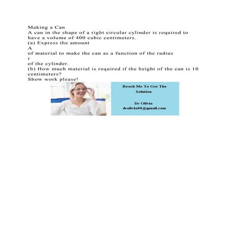 Making a Can A can in the shape of a right circular cylinder is re.docx