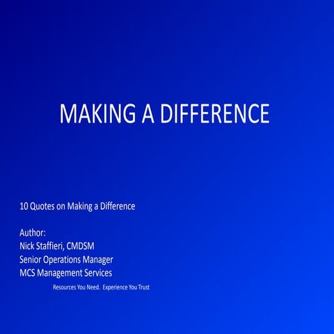 Making a difference quotes by nick staffieri | PDF