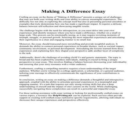 Making A Difference Essay. A comparison essay example. Free Compare And ...