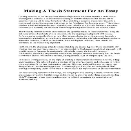 Making A Thesis Statement For An Essay | PDF