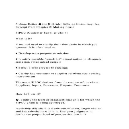Making Better Joe Kilbride, Kilbride Consulting, Inc. Exce.docx