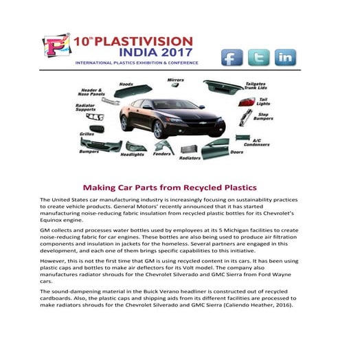 Making car parts from recycled plastics | PDF