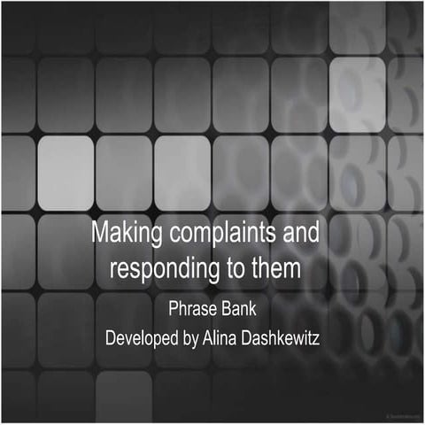 Making complaints and responding to them | PPT