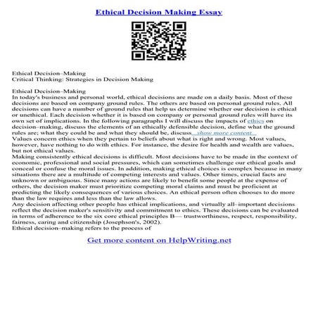 Making Decisions Essay | PDF