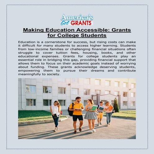Making Education Accessible: Grants for College Students | PDF