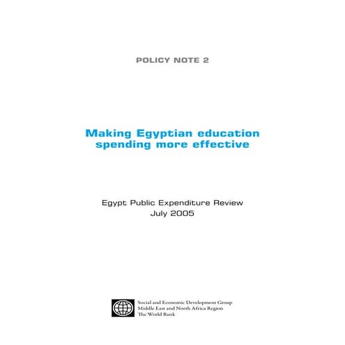 Making egyptian education spending more effective july 2005 | PDF