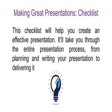 Checklist for Making Great Presentations.pptx | Free Download