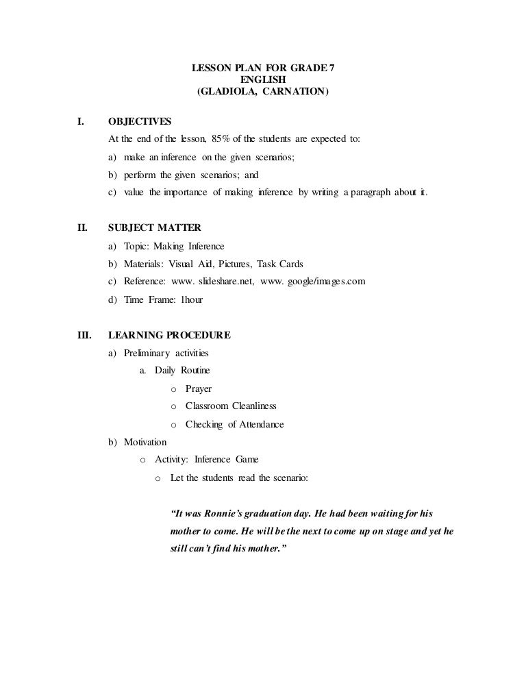 Making inference lesson plan