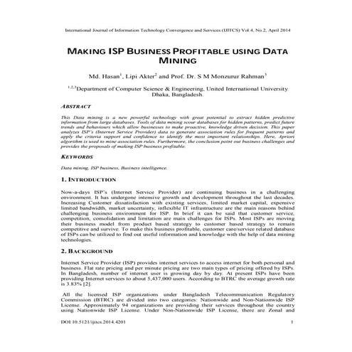 Making isp business profitable using data mining | PDF | Internet | Computing