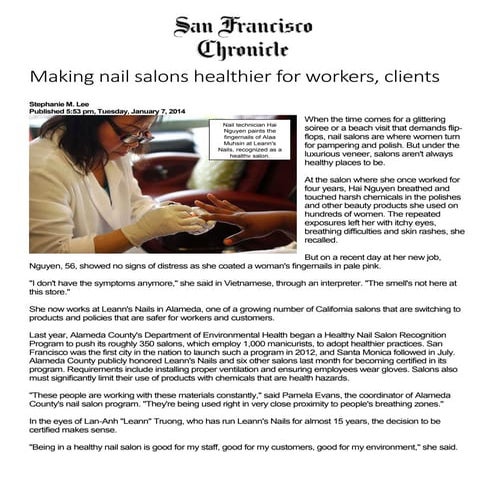 Making nail salons healthier for workers no highlight | PDF