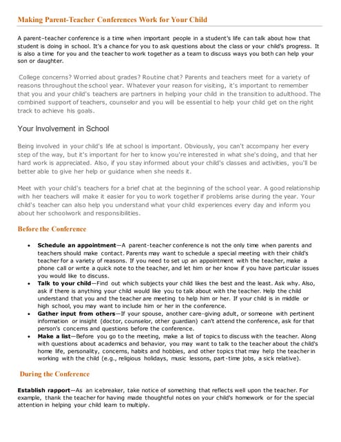 Parent teacher conference | PPTX