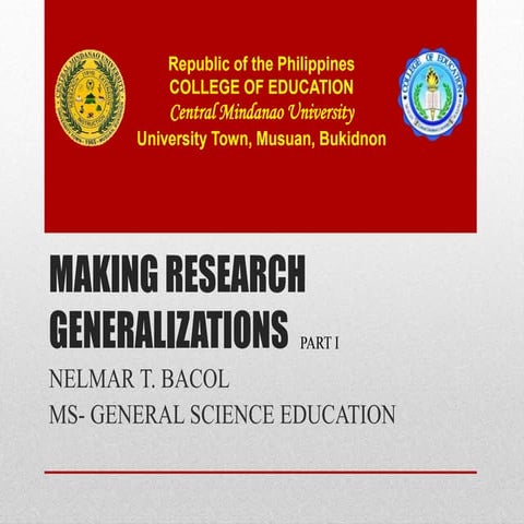 Making research generalizations | PPTX | Science