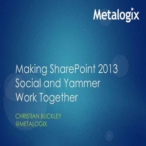 Making SharePoint 2013 Social and Yammer Work Together | PPT