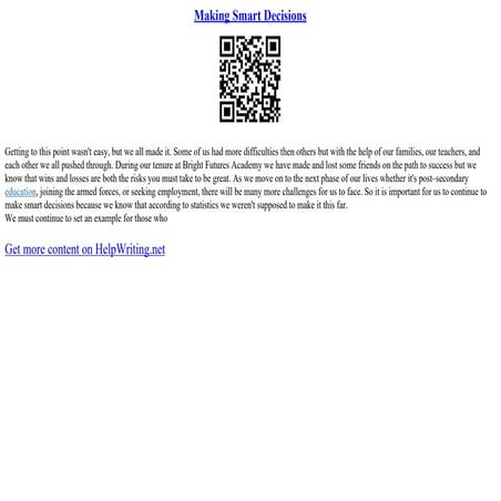 Making Smart Decisions | PDF