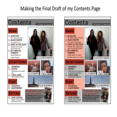 Making the Final Draft of My Contents Page | PPT