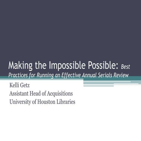 Making the Impossible Possible, by Kelli Getz, Jeannie Castro, and Nancy Linden; University of ...