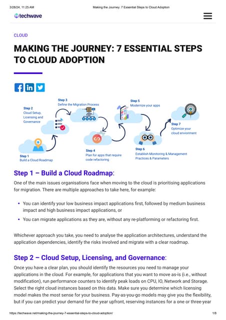Seven step model of migration into the cloud | PPT