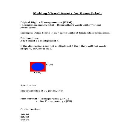 Making visual assets for game salad | DOCX