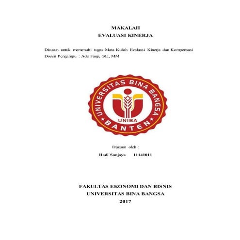 Makalah evaluasi kinerja uts | DOCX