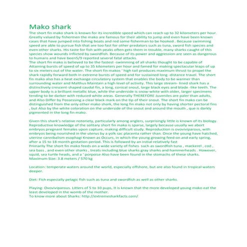 Shortfin mako shark | PPTX