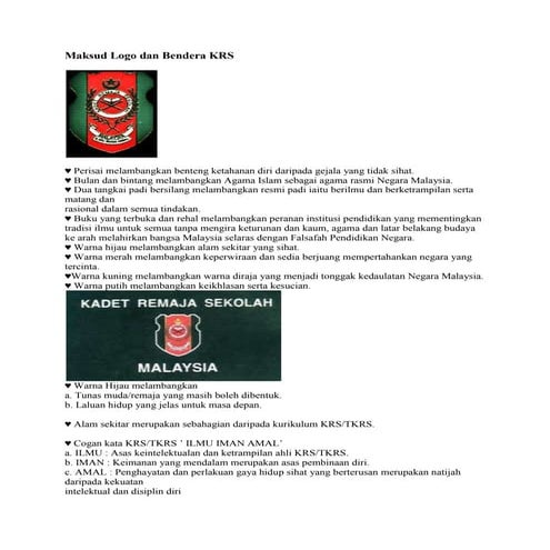 Maksud logo dan bendera krs | DOCX