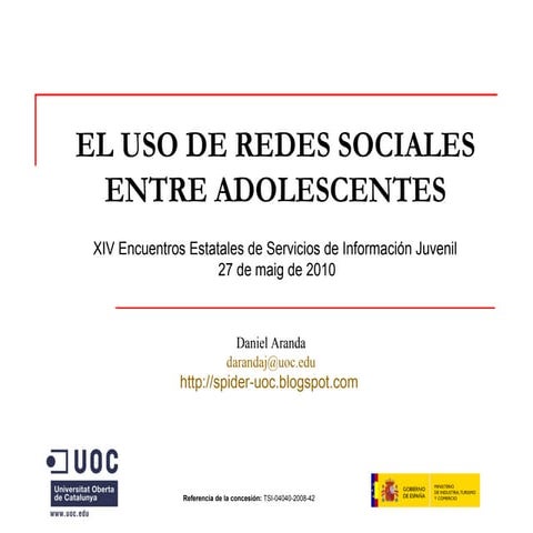 EL USO DE REDES SOCIALES ENTRE ADOLESCENTES | PPT