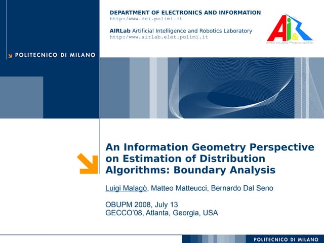 An Information Geometry Perspective On Estimation Of Distribution