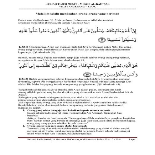 Malaikat selalu mendoakan orang | PDF