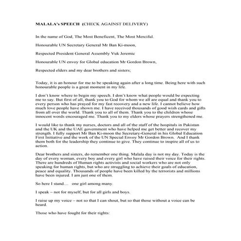 Malala´s Speech | PDF