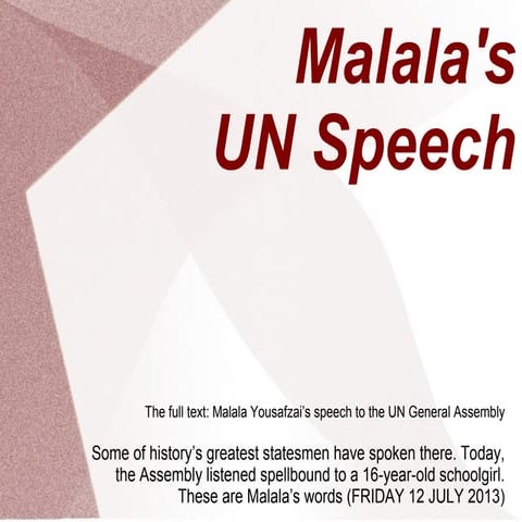 Malala Yousafzai speech at the UN | PDF