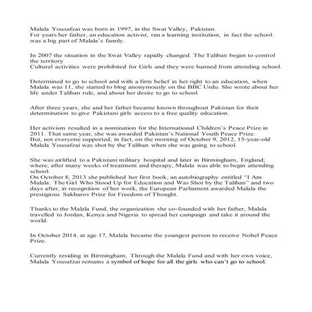 Malala Yousafzai (English) | PDF