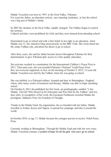 I am Malala | PPTX | Islam | Religion & Spirituality