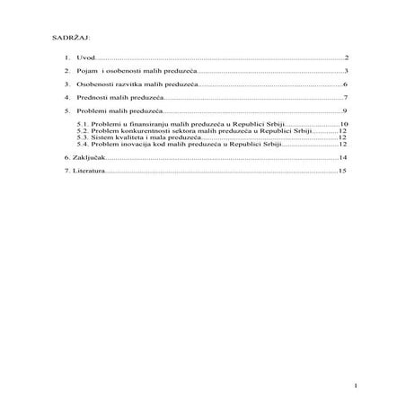 Mala preduzeca ekonomika poslovanja | DOC