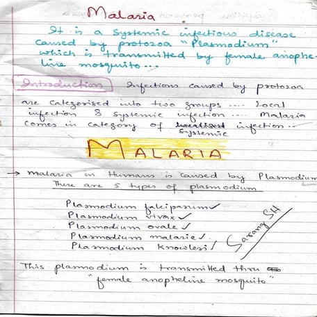 Malaria Notes | PDF