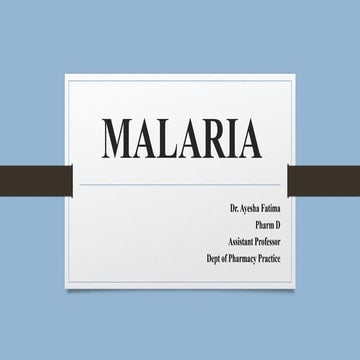 Comprehensive Overview of Malaria: Pathogenesis, Diagnosis, and ...