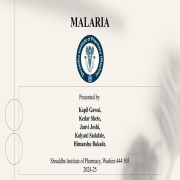 MALARIA Introduction Power point presentations in detail | PPTX