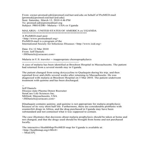 Malaria Chemoprophylaxis | DOC